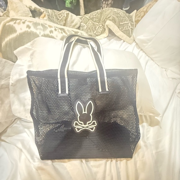 Psycho Bunny | Bags | Black Mesh Tote Bag With Psycho Bunny Logo With ...